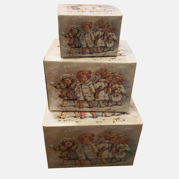 Source Unknown | Accents | Vintage Children Playing In The Snow Nesting ...